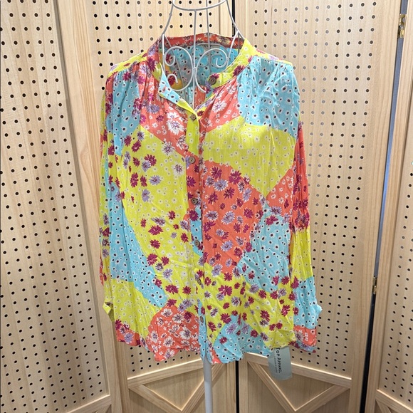 easel | Tops | Easel Colorful Floral Patchwork Womens Top Nwt | Poshmark